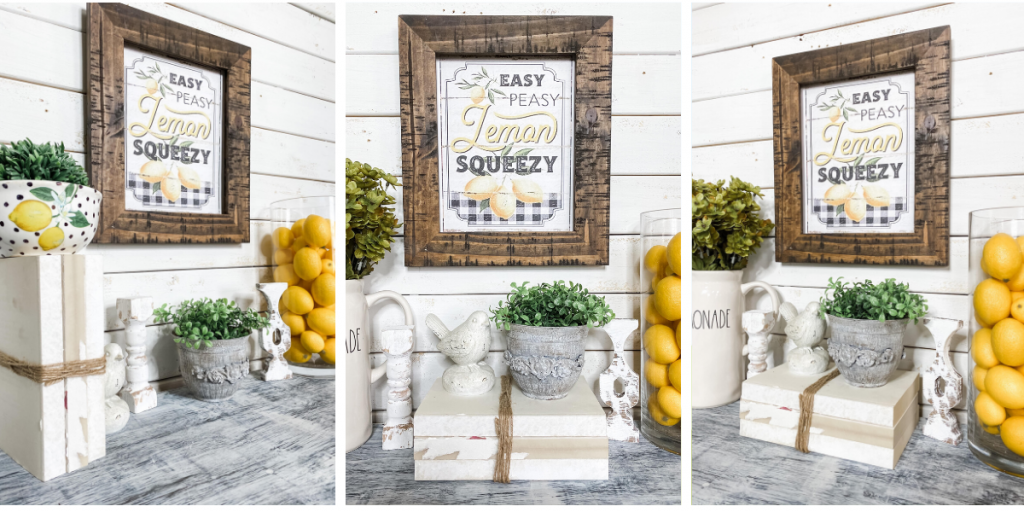 Get a Free Easy Peasy Lemon Printable to create pretty Lemon DECOR
