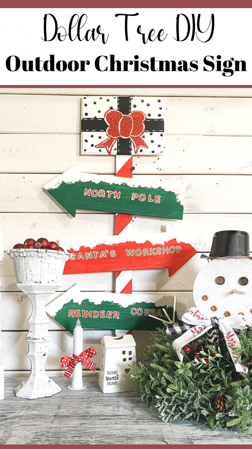 How to make a Dollar Tree Outdoor Christmas Sign