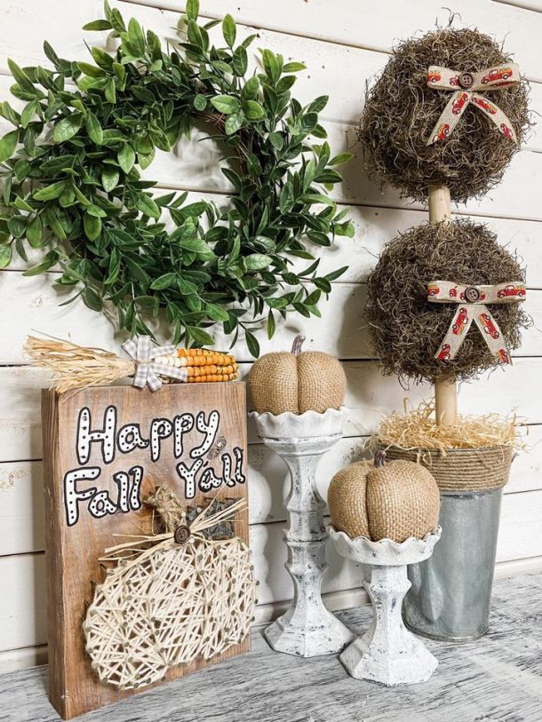 How to make a DIY Dollar Tree Fall Topiary for Craftathon