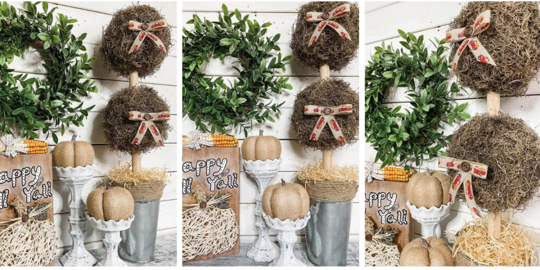 How to make a DIY Dollar Tree Fall Topiary for Craftathon