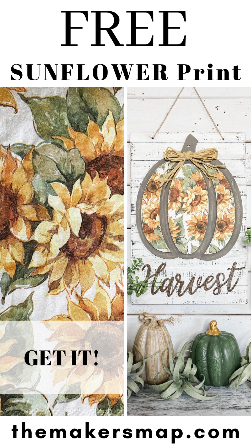 Get this Free Sunflower Print Design to create fall decor