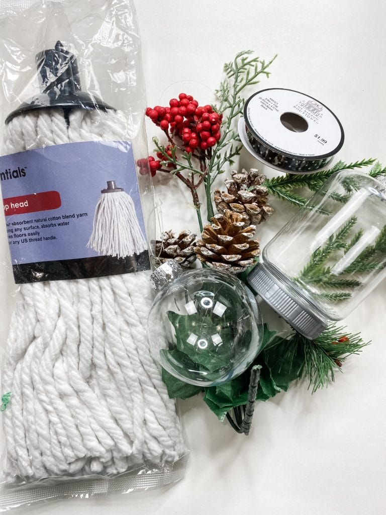 How to Make DIY Dollar Tree Mop String Christmas Ornaments