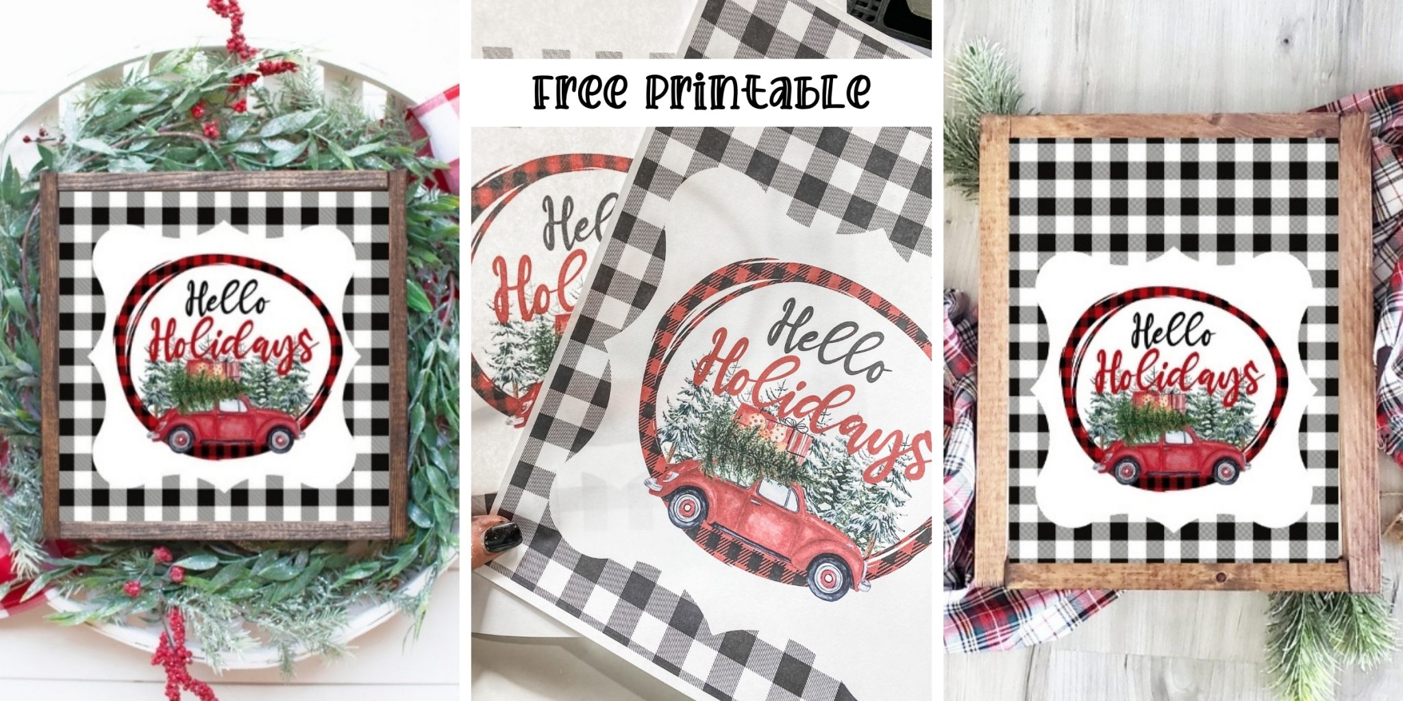 Free Christmas Printable with buffalo check