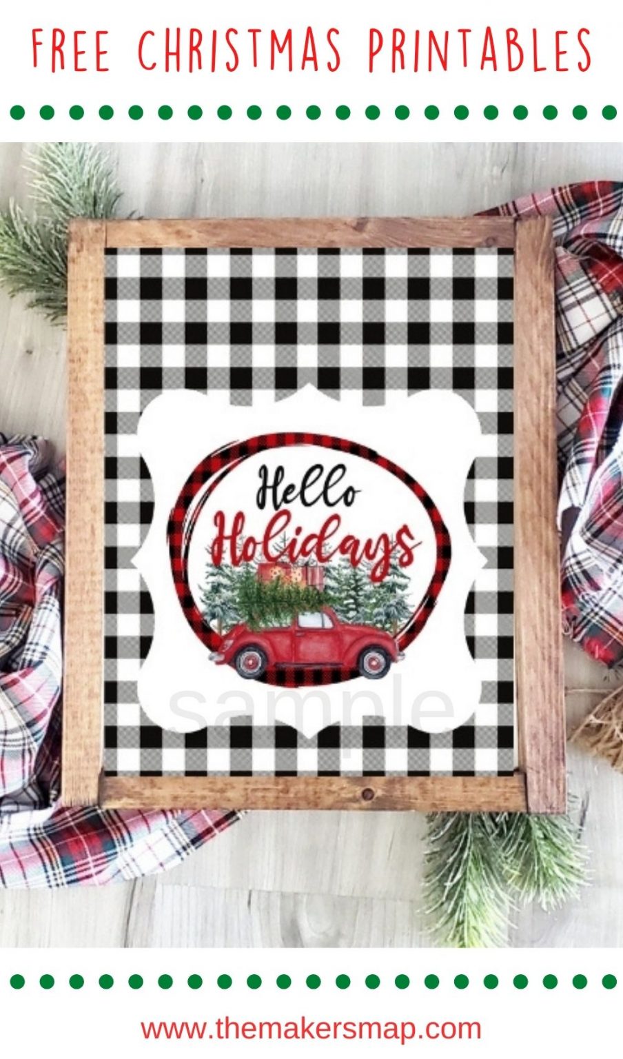 Free Christmas Printable with buffalo check