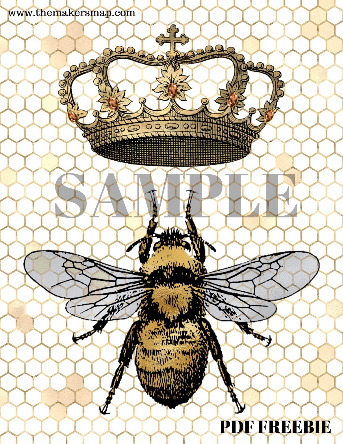 Get Your Free Vintage Bee and Crown Free Printable