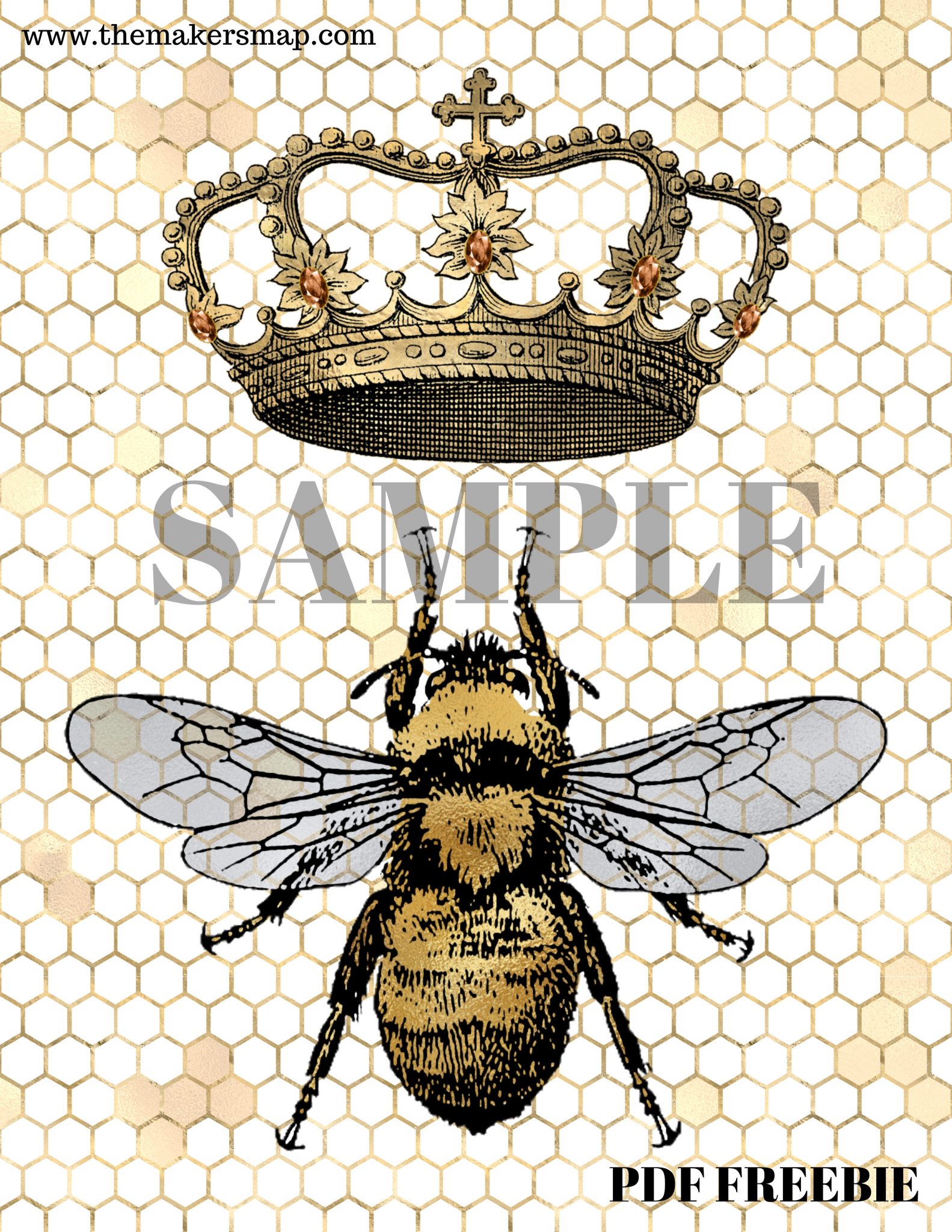 Get Your Free Vintage Bee and Crown Free Printable