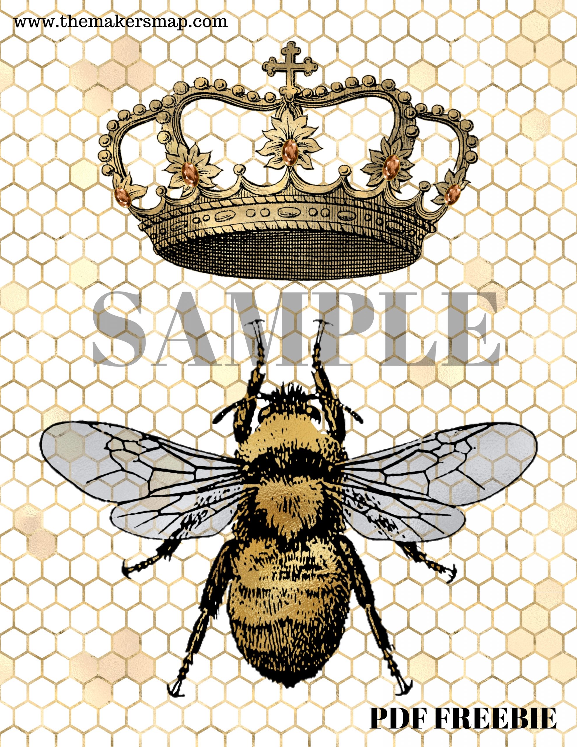 Get Your Free Vintage Bee and Crown Free Printable