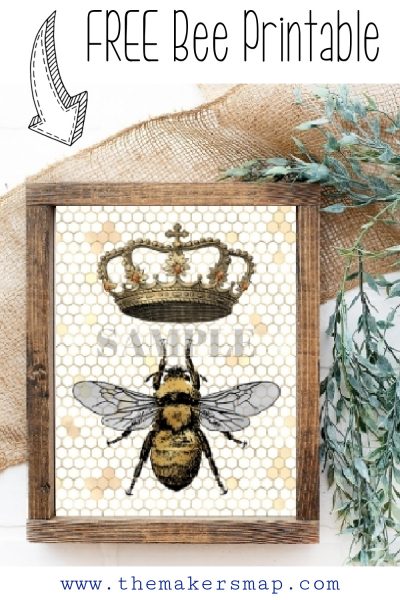 Get Your Free Vintage Bee and Crown Free Printable