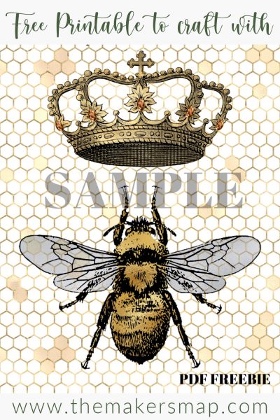 Get Your Free Vintage Bee and Crown Free Printable