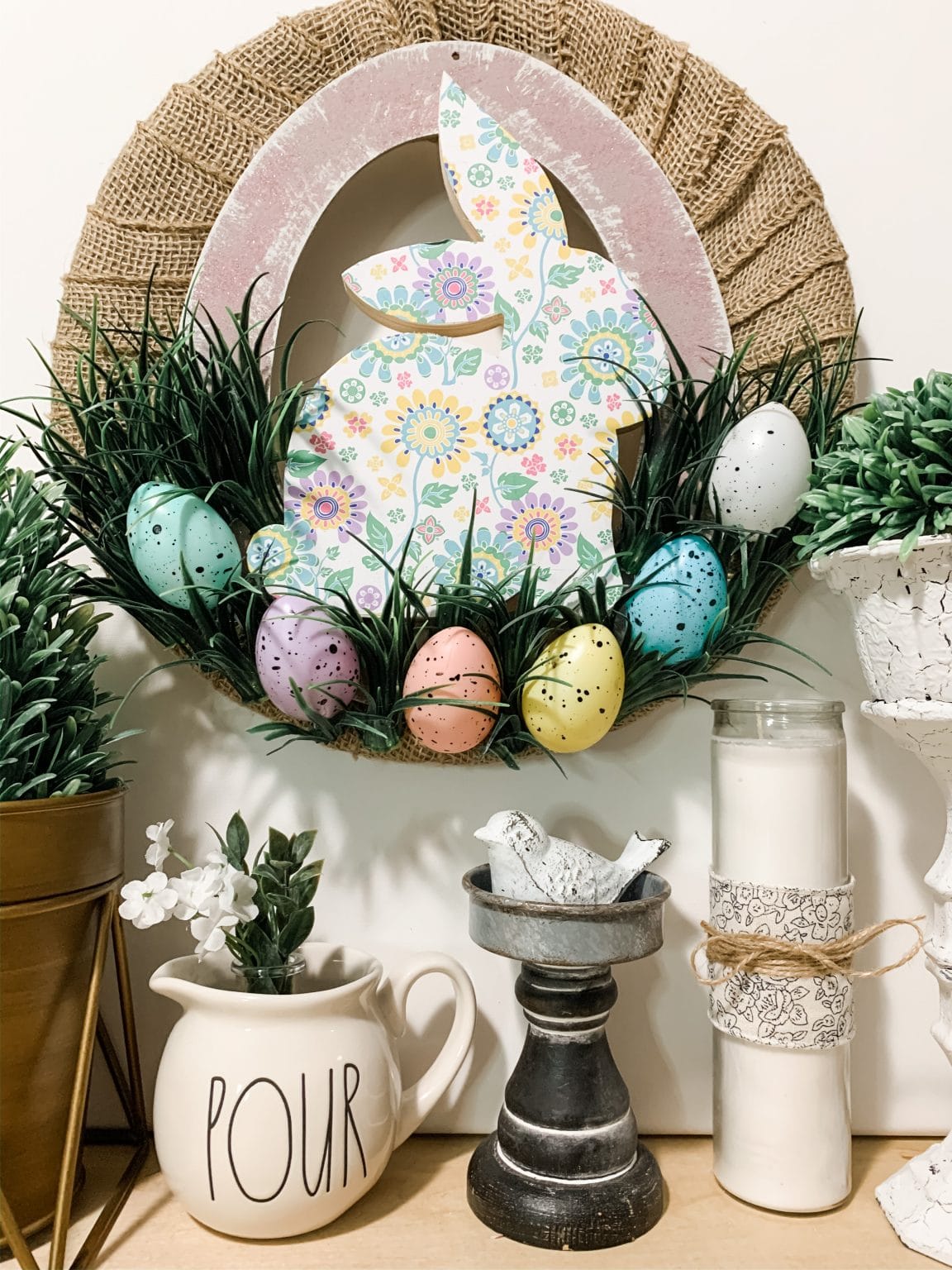 DIY Shabby Chic Easter Wreath - Easy Easter Decor