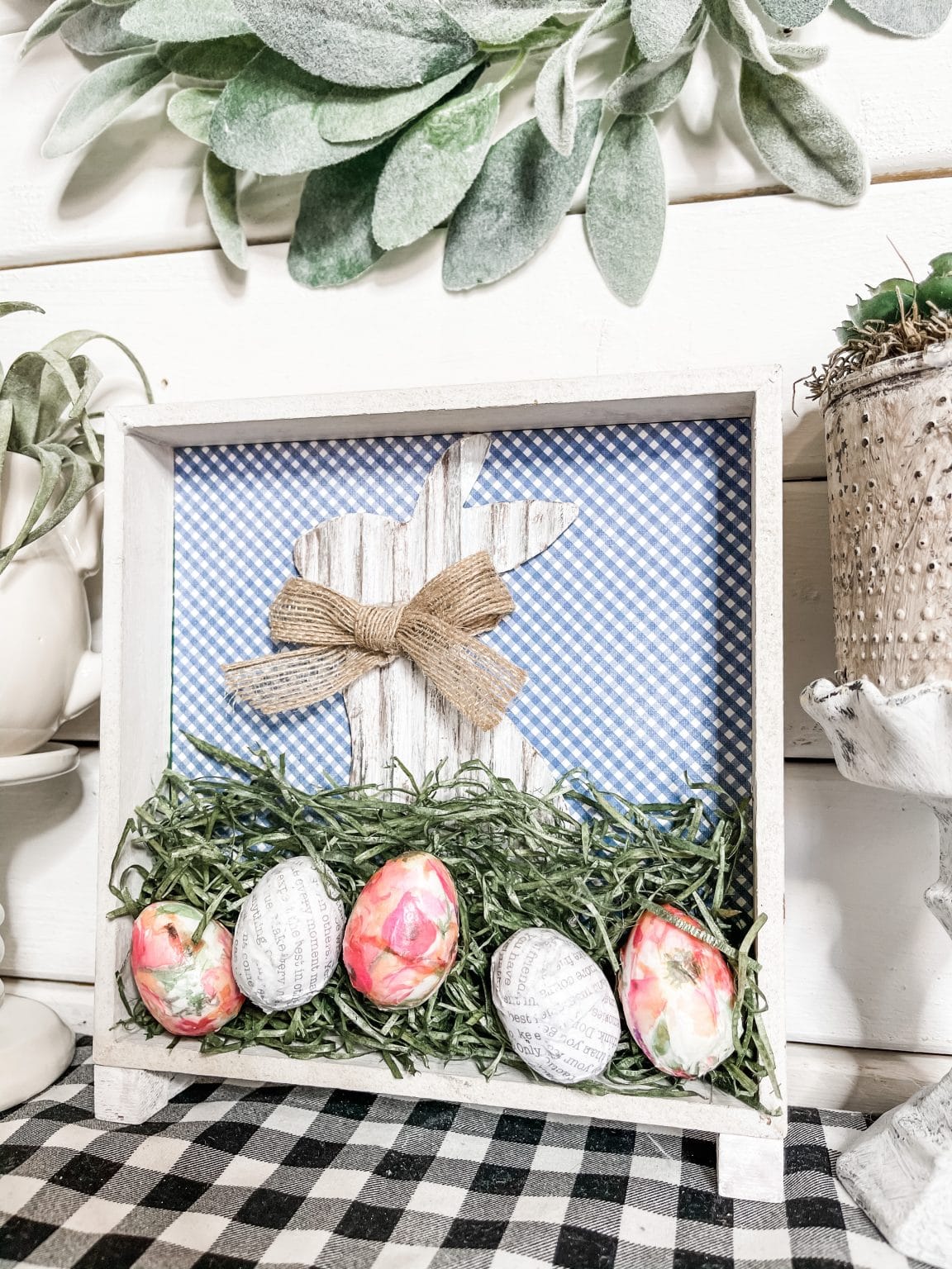 DIY Dollar Tree Easter Decor with Decoupaged Eggs - Easy Easter Decor