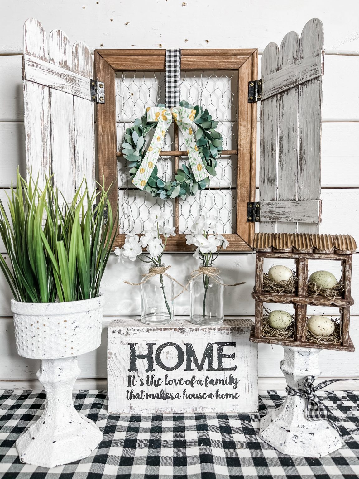 Dollar Tree DIY Farmhouse Wall Decor - window with faux shutters