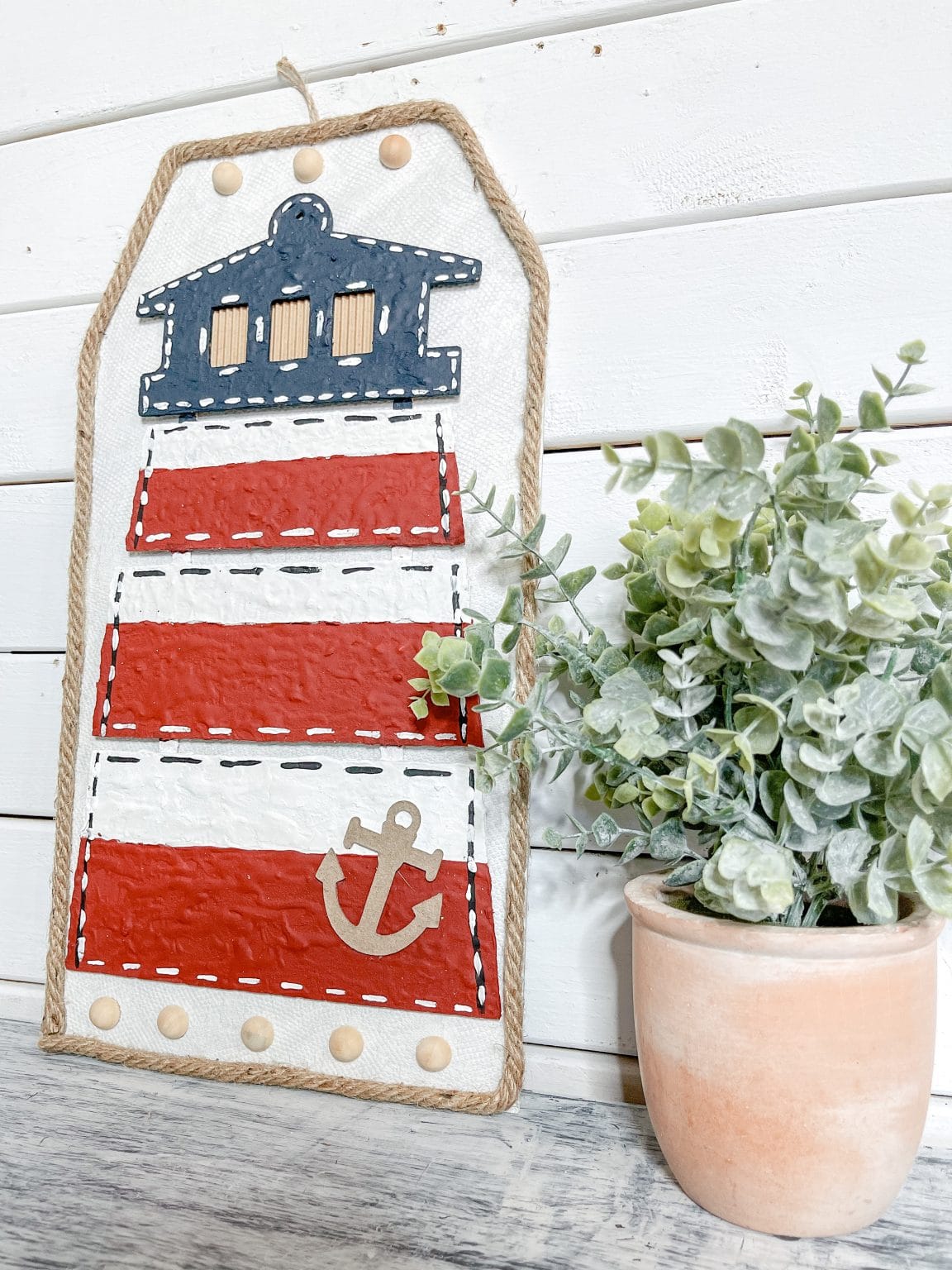 Dollar Tree Lighthouse DIY Nautical Decor - Easy Decor DIY Tutorial