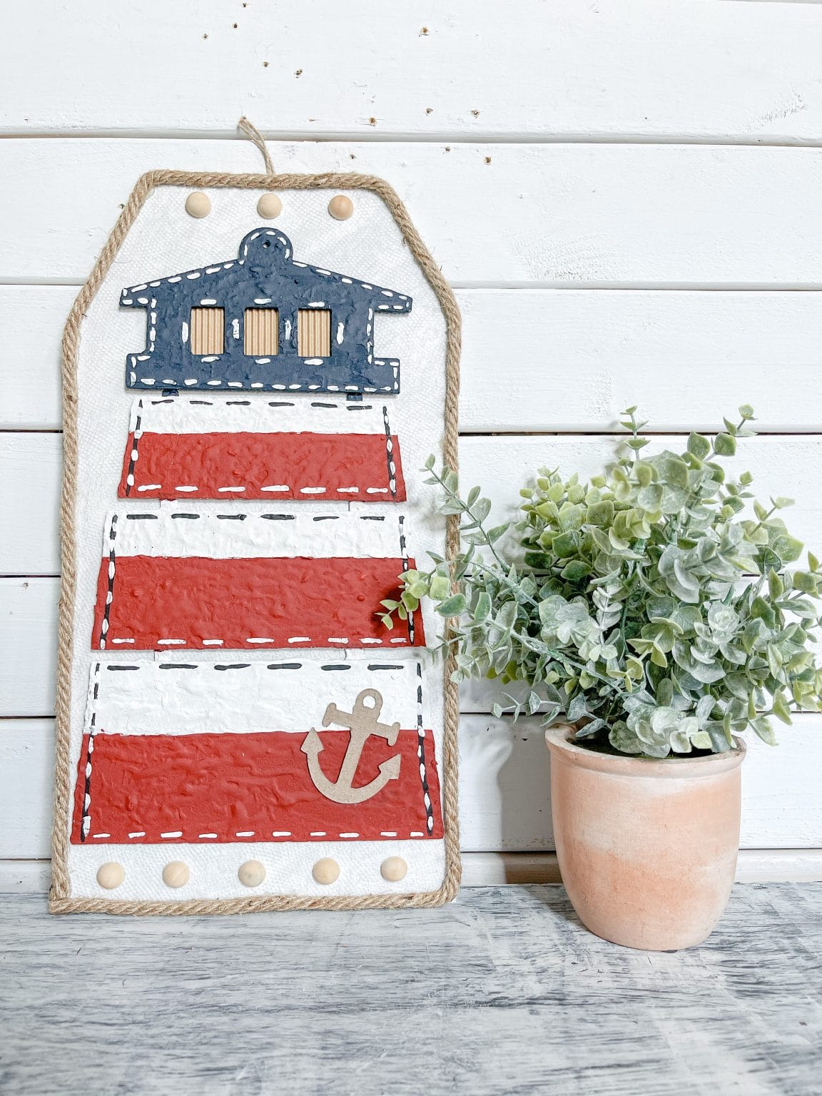 Dollar Tree Lighthouse DIY Nautical Decor - Easy Decor DIY Tutorial