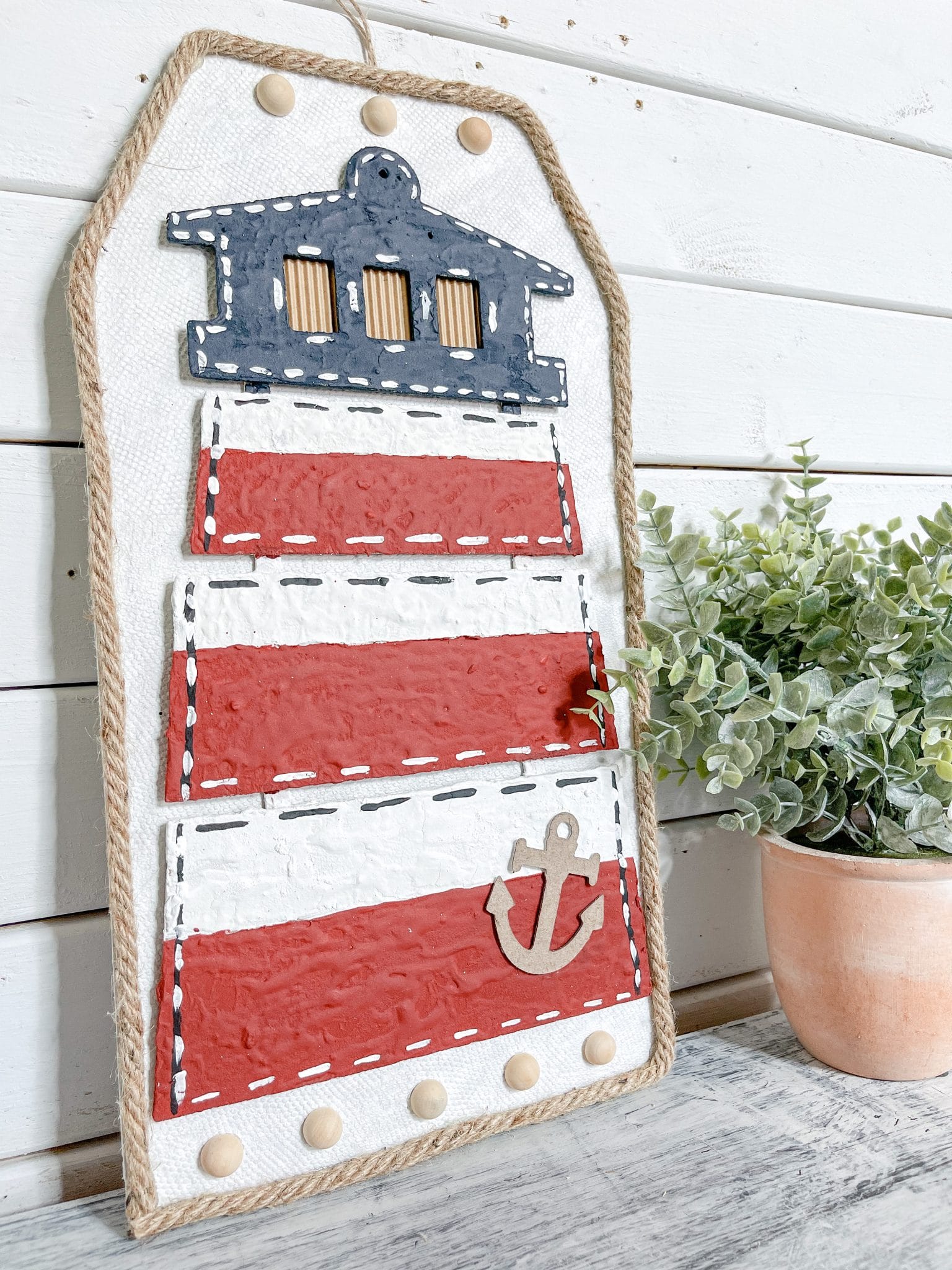 Dollar Tree Lighthouse DIY Nautical Decor - Easy Decor DIY Tutorial