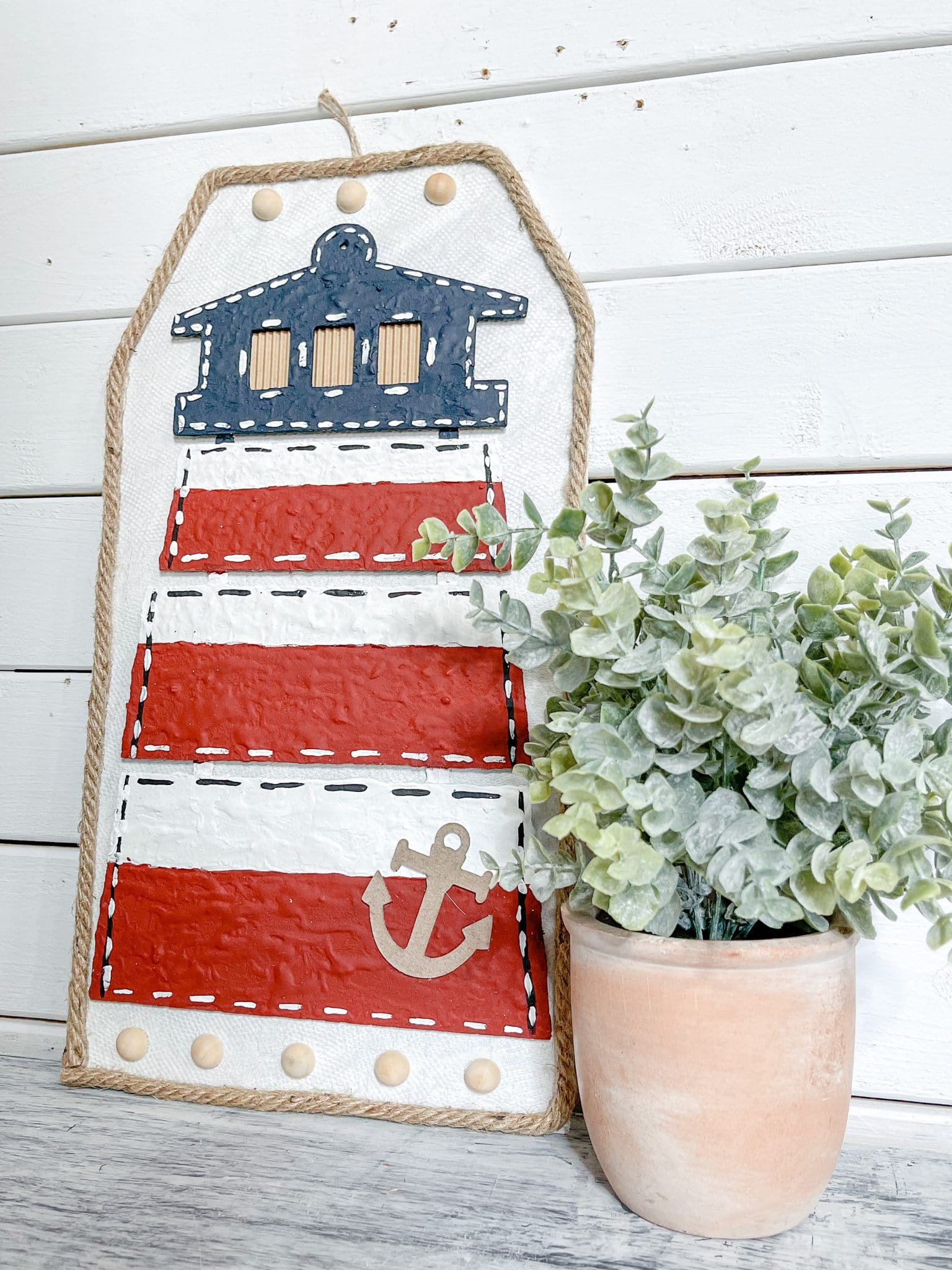 Dollar Tree Lighthouse DIY Nautical Decor - Easy Decor DIY Tutorial