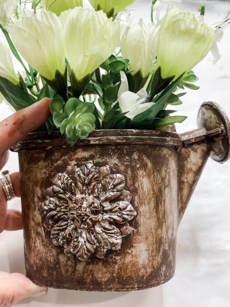 Dollar Tree Toy Watering Can Faux Rust Makeover - Easy DIY Tutorial