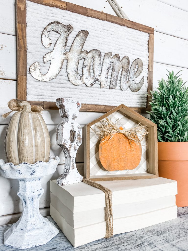 Double-Sided Fall Pumpkin Shelf Decor - The Makers Map DIY Home Blog