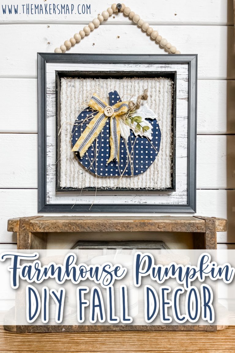 Farmhouse Blue Polka Dot Pumpkin Fall Decor - DIY Fall Decor Tutorial