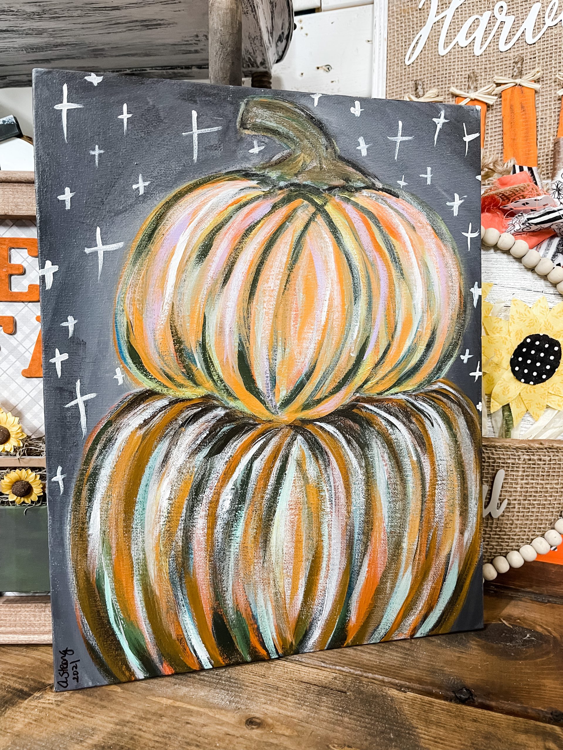 Easy Pumpkin Painting using acrylic paint