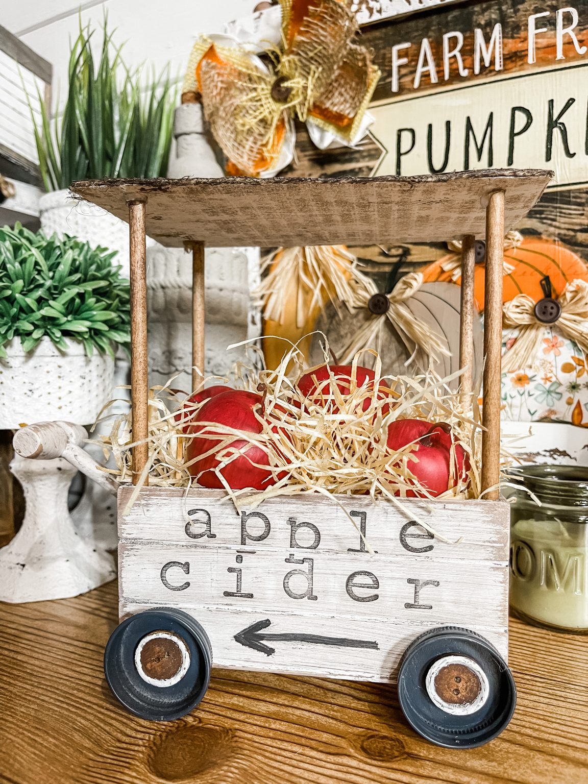 DIY Decorative Apple Cider Cart - Affordable Home Decor Tutorial