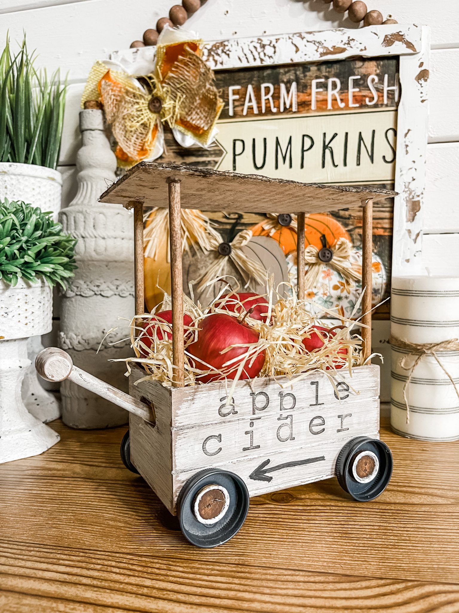DIY Decorative Apple Cider Cart - Affordable Home Decor Tutorial