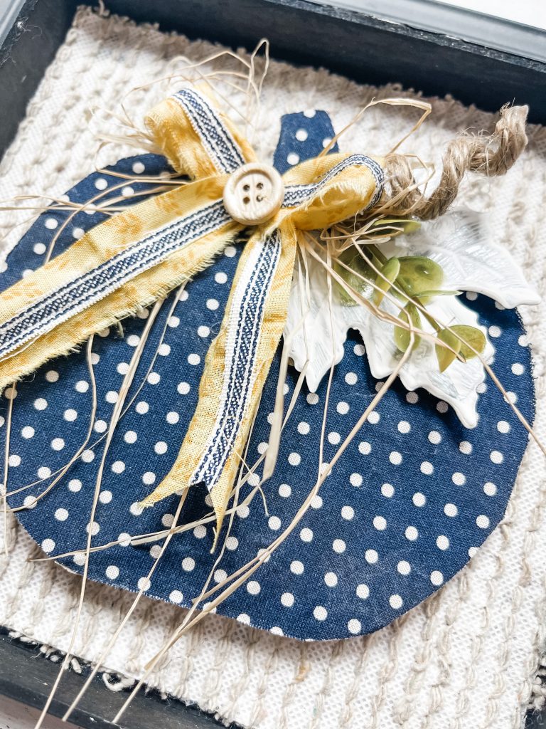 Farmhouse Blue Polka Dot Pumpkin Fall Decor - DIY Fall Decor Tutorial