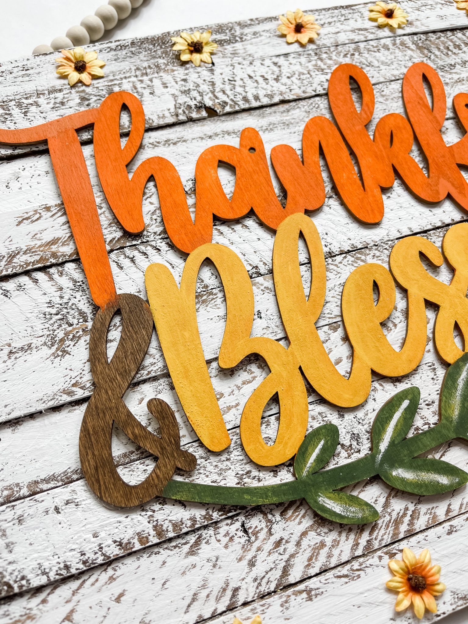 DIY Thankful and Blessed Fall Sign - Affordable Home Decor Tutorial
