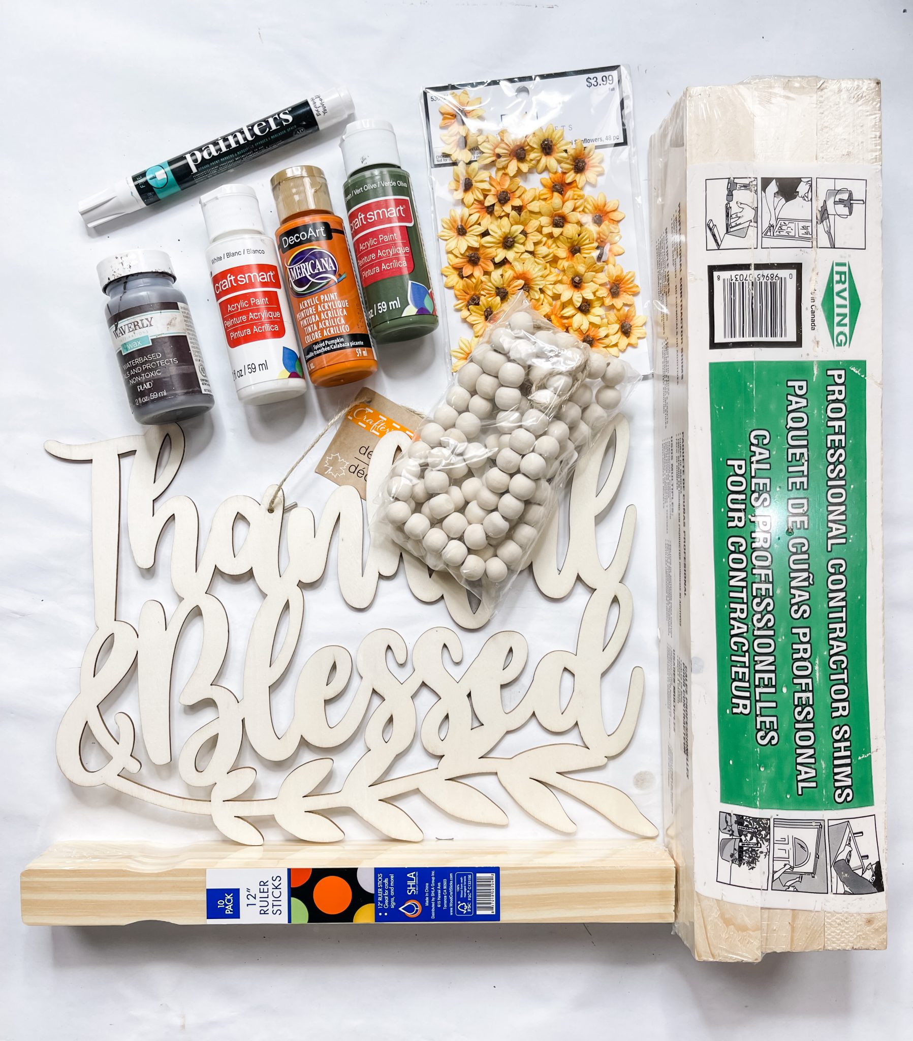 DIY Thankful and Blessed Fall Sign - Affordable Home Decor Tutorial