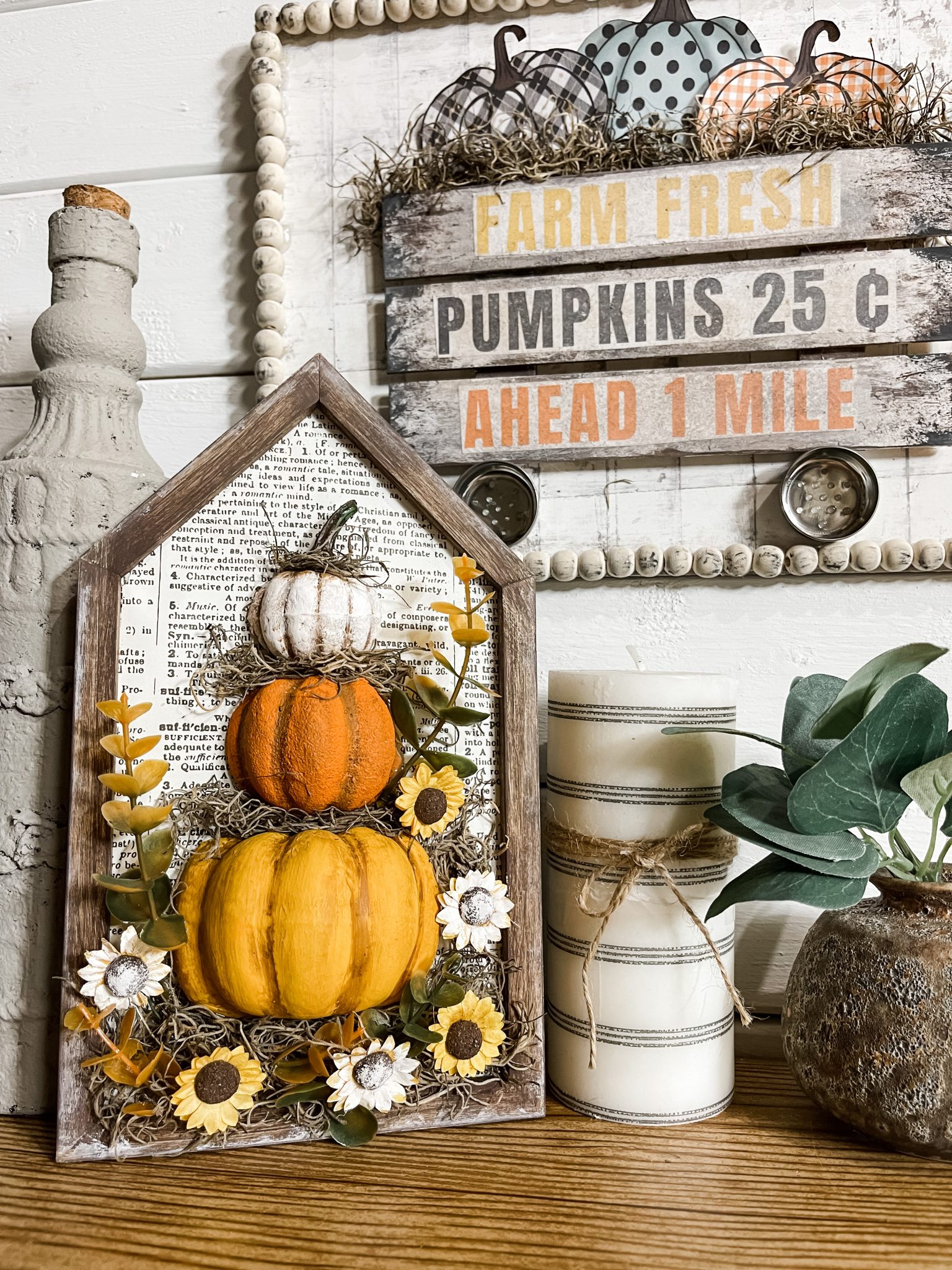 Dollar Tree Stacked Pumpkins Small Fall Sign - Fall Home Decor Idea