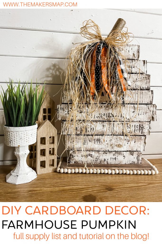 DIY Farmhouse Cardboard Pumpkin - Affordable Home Decor Tutorial