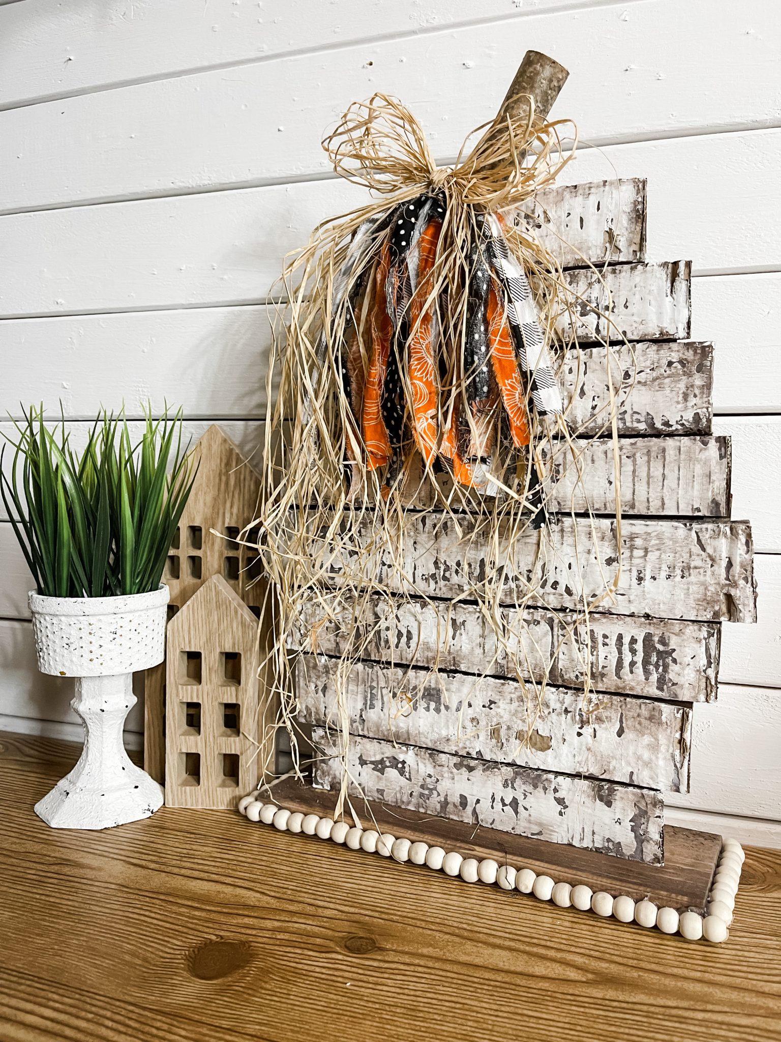 DIY Farmhouse Cardboard Pumpkin - Affordable Home Decor Tutorial