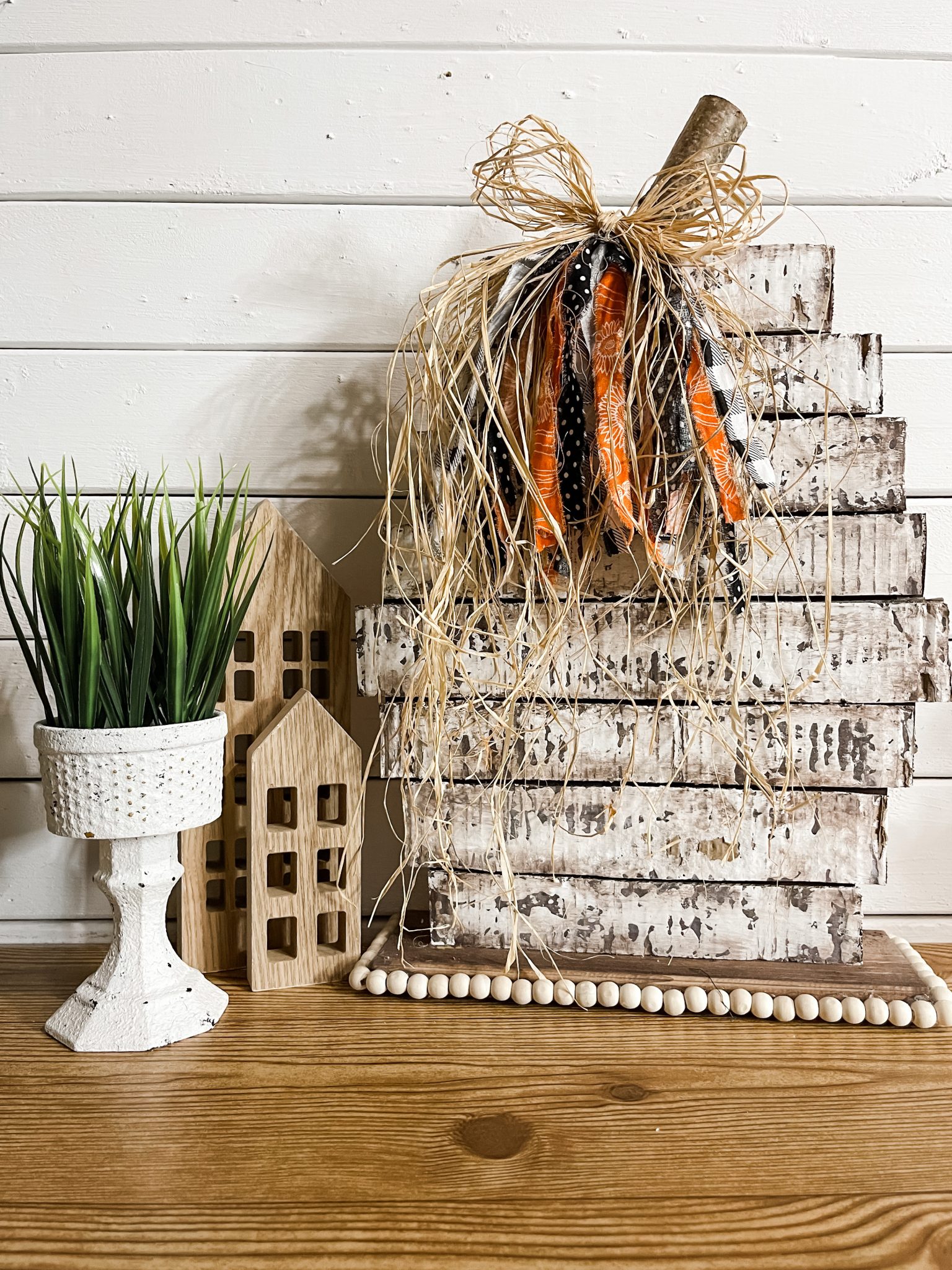 DIY Farmhouse Cardboard Pumpkin - Affordable Home Decor Tutorial