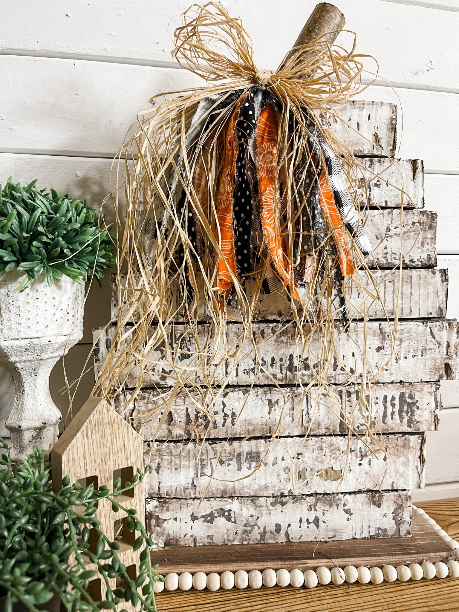 DIY Farmhouse Cardboard Pumpkin - Affordable Home Decor Tutorial