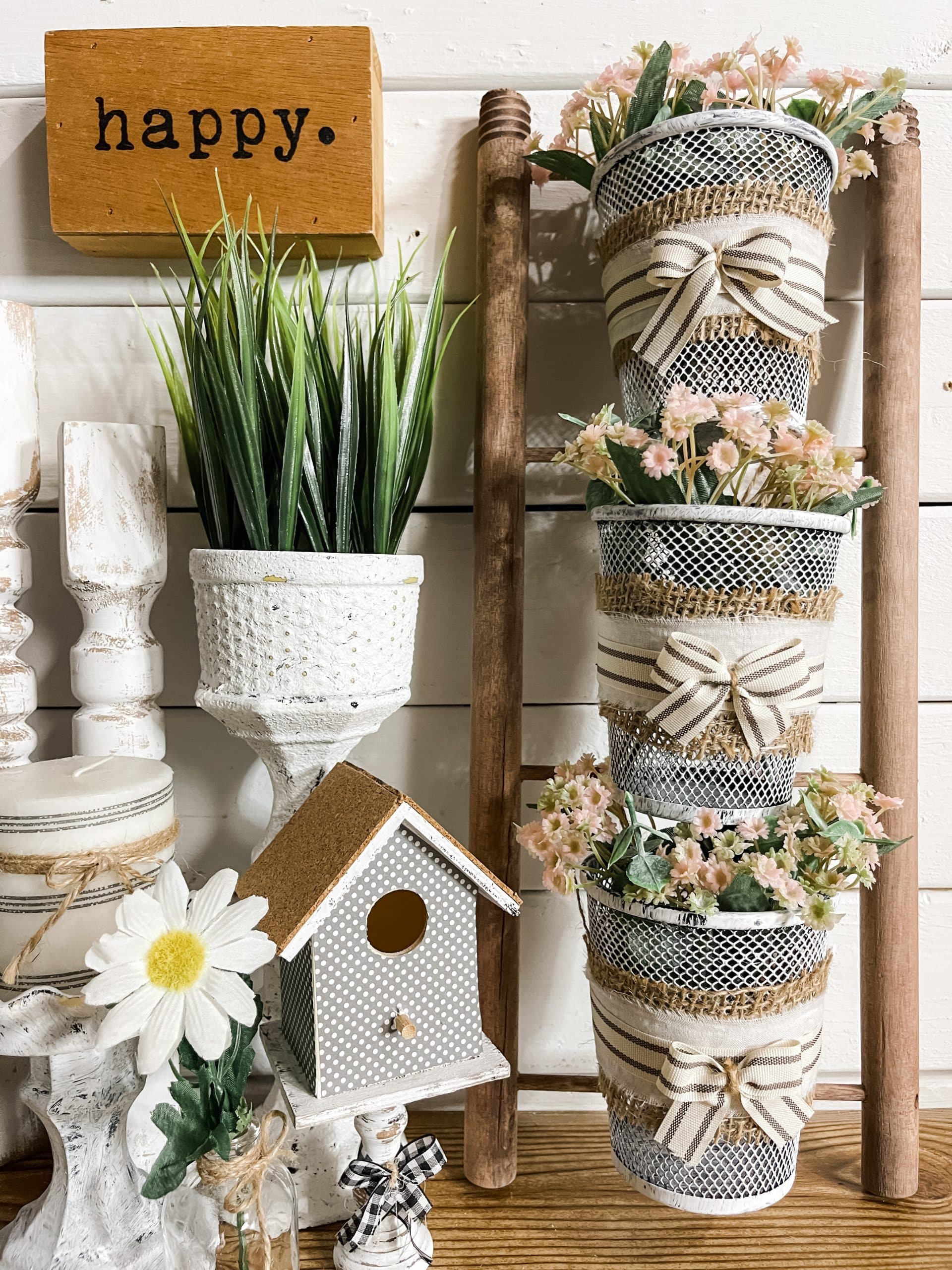 Dollar Tree Leaning Bucket Ladder - A Creative Haven Project