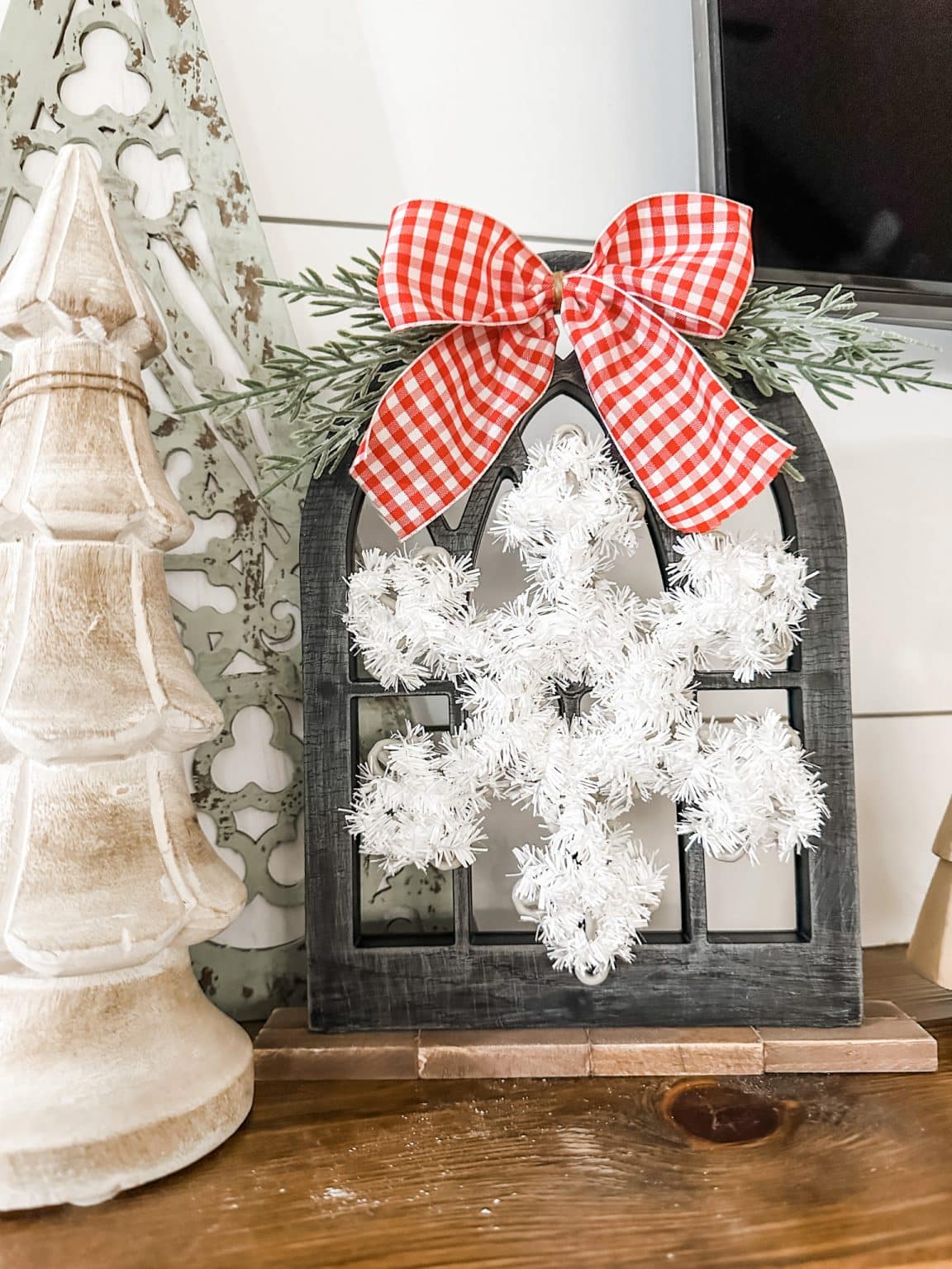Dollar Tree Arch Window Winter Decor - Easy DIY Idea