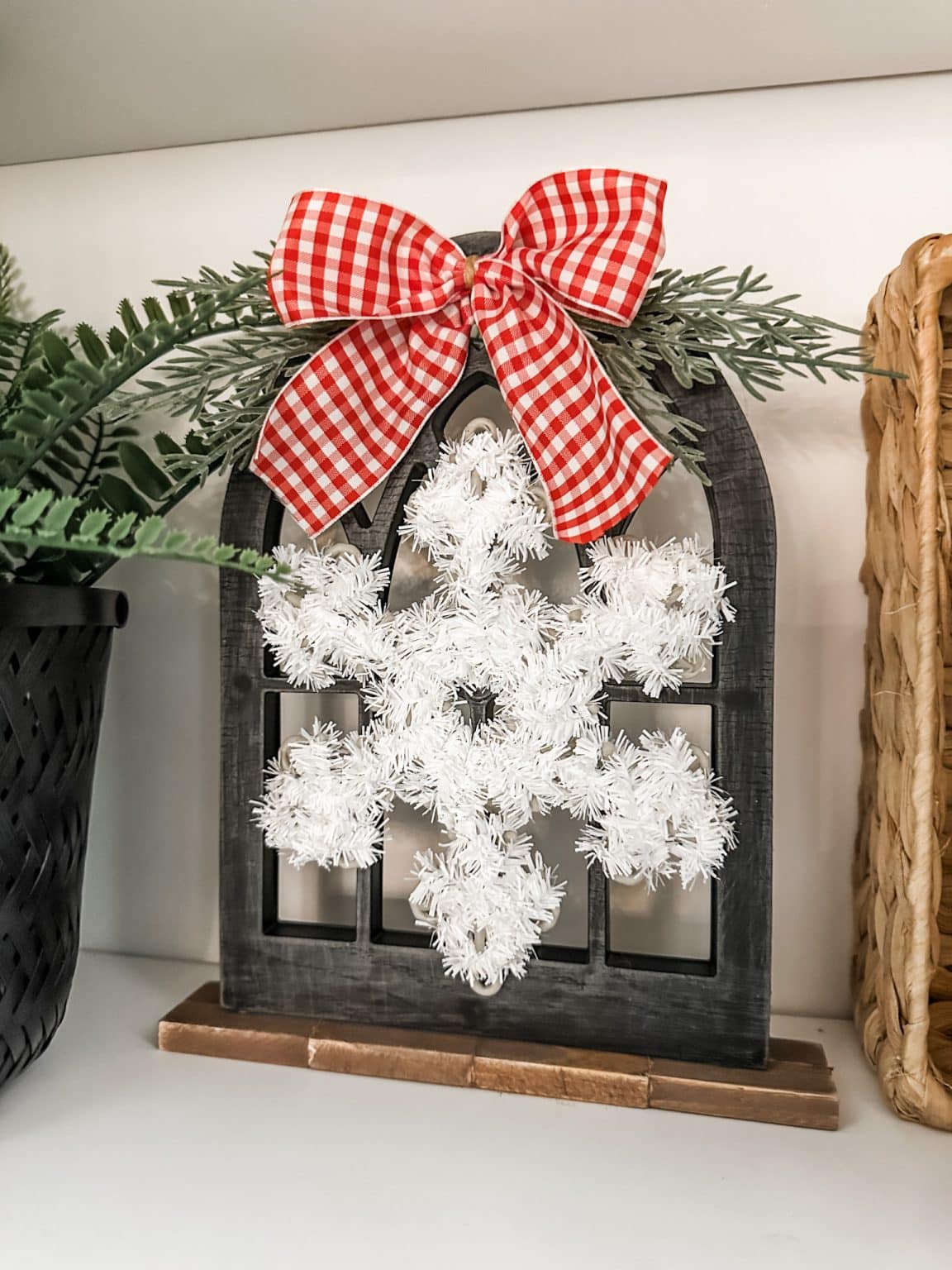 Dollar Tree Arch Window Winter Decor - Easy DIY Idea