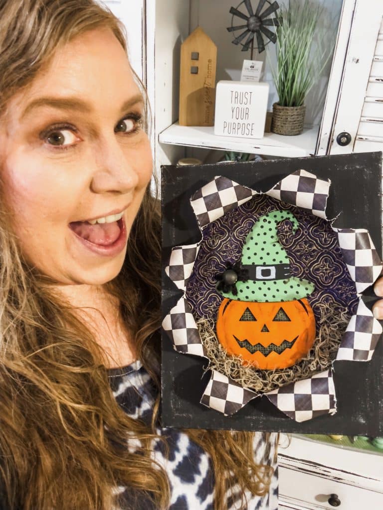 Halloween Busted Canvas Jack-O-Lantern - Easy DIY Tutorial